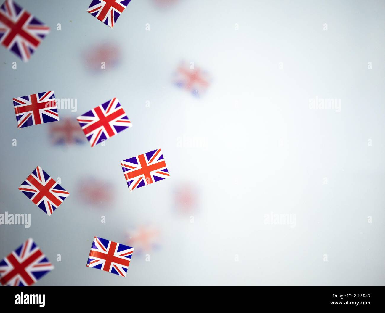 Great Britain, national holiday country. Mini flags on a transparent ...