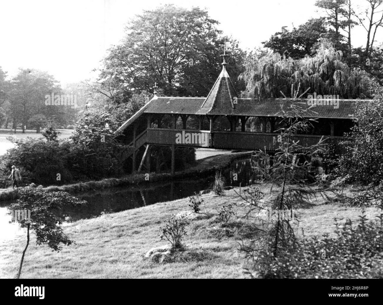 Swiss Bridge, Cardiff Castle - 1880s postcard Stock Photo - Alamy