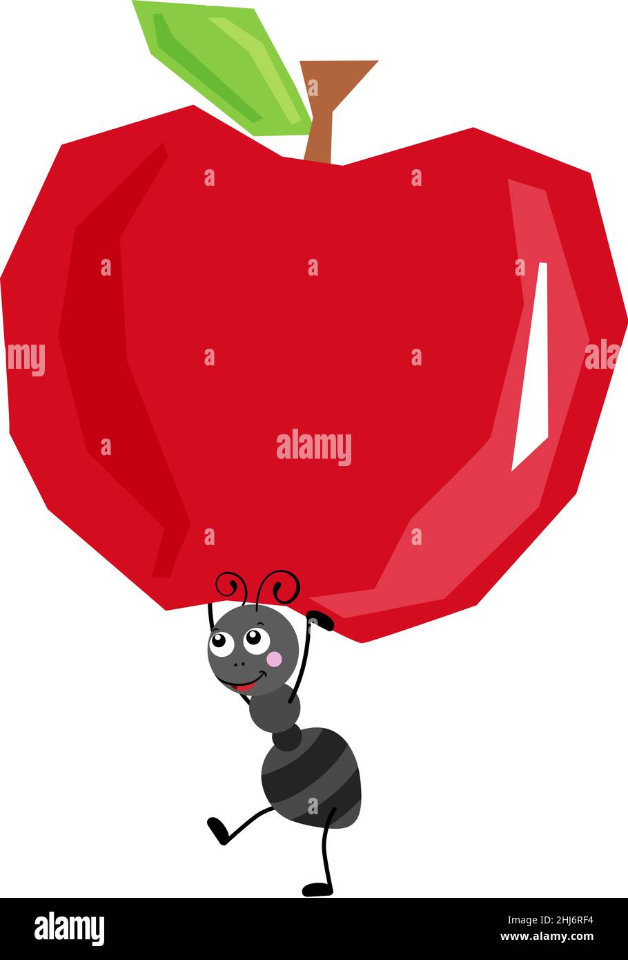 Cute ant carrying a funny red apple Stock Photo - Alamy