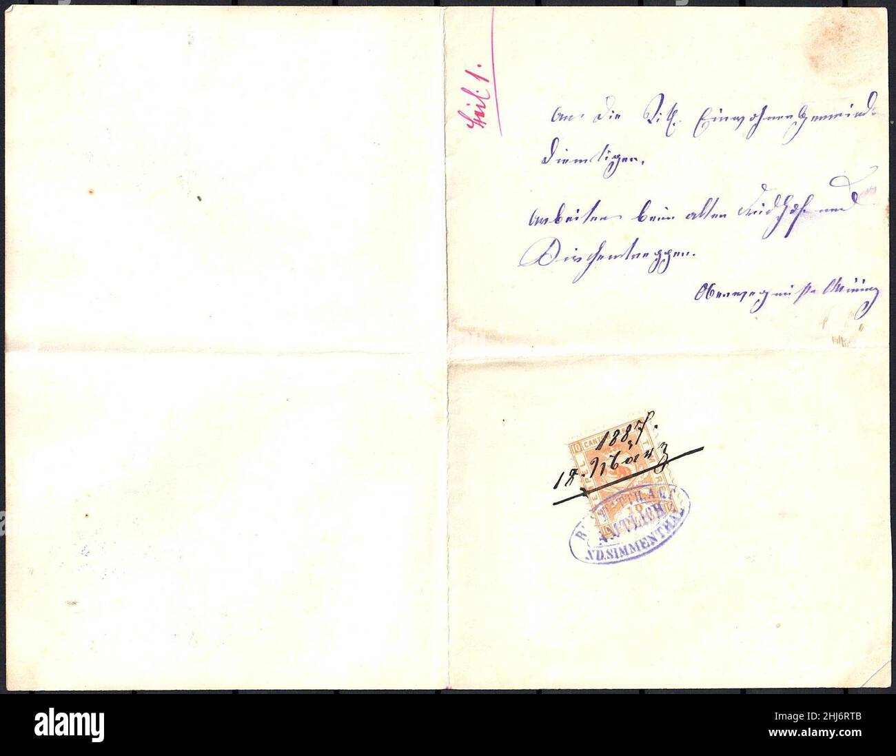 Switzerland 1886 labour day report reverse Stock Photo - Alamy