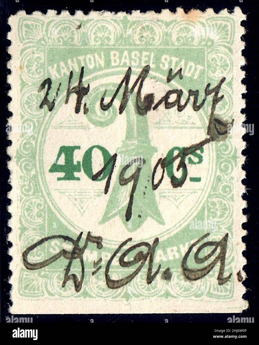 Switzerland Basel 1899 revenue 40c - 7C Stock Photo - Alamy