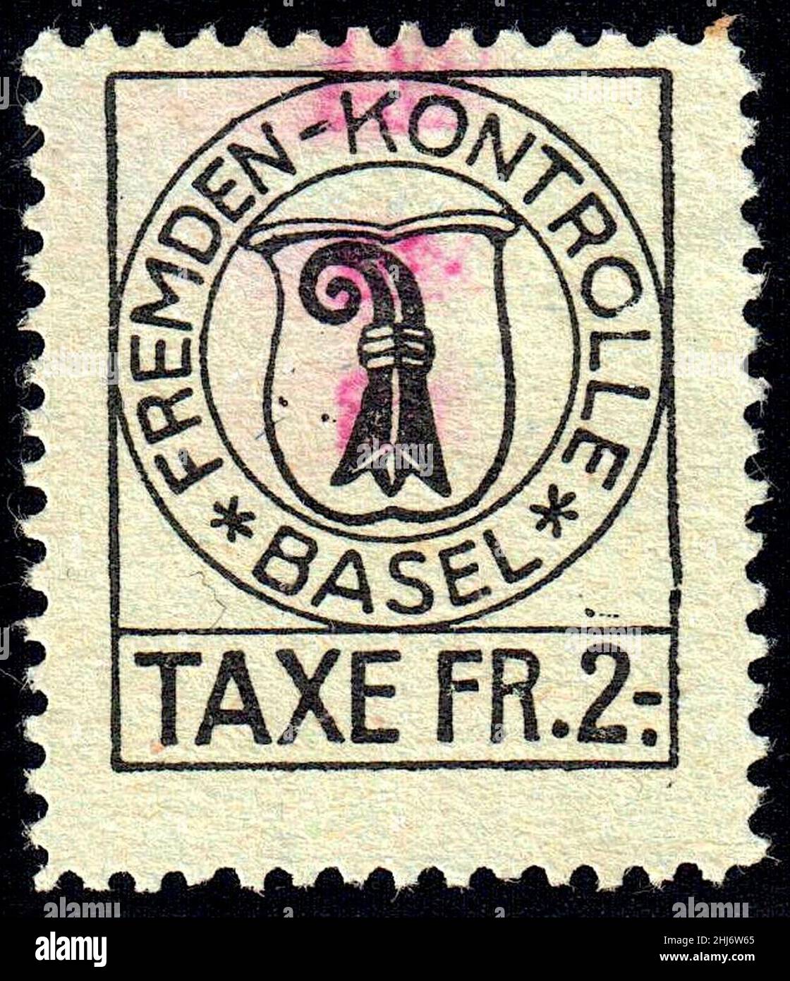 Switzerland Basel 1927 police revenue 2Fr - 114 Stock Photo - Alamy