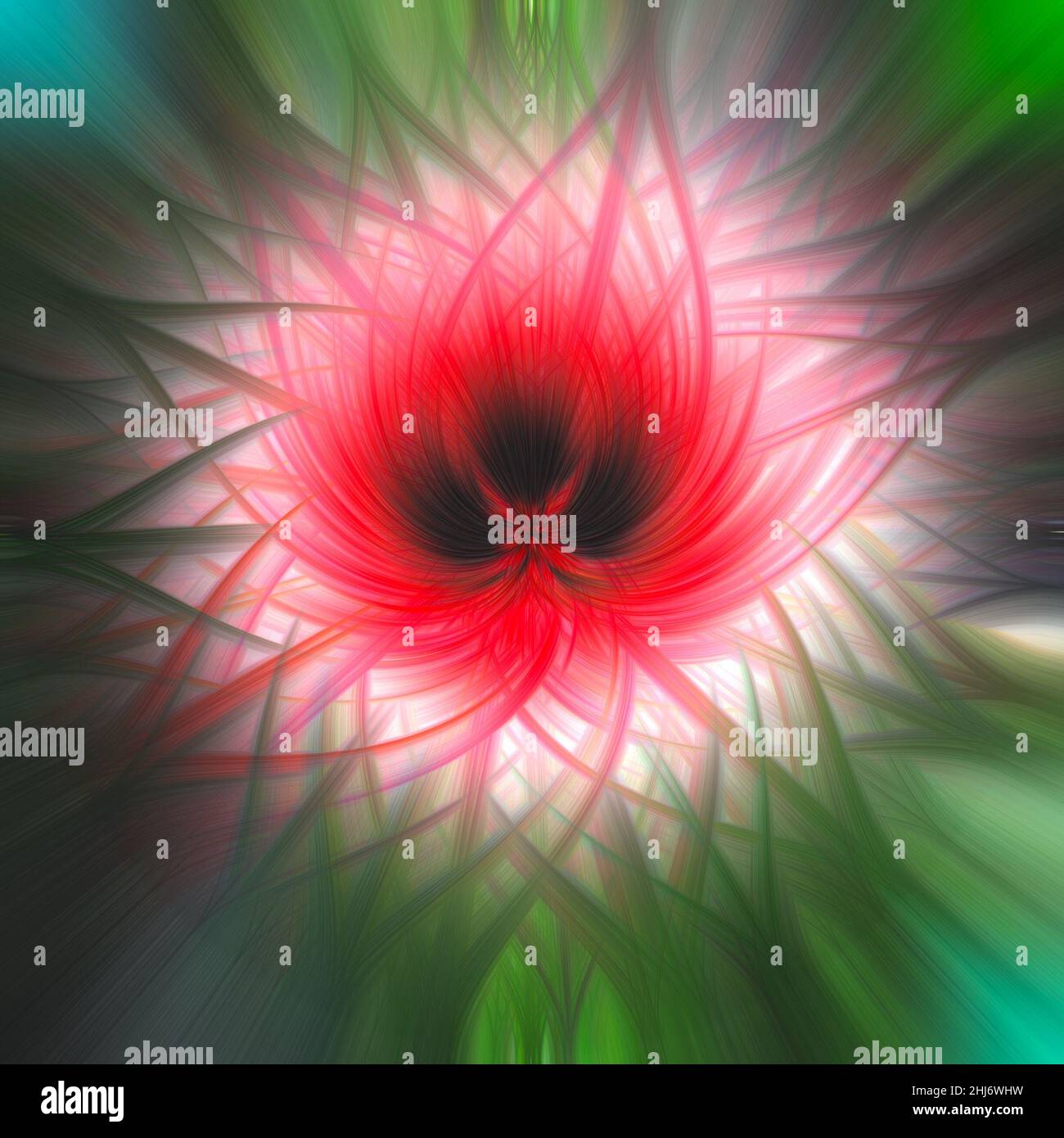 Abstract Twisted Light Fibers Effect.Explosion of red and white light ...