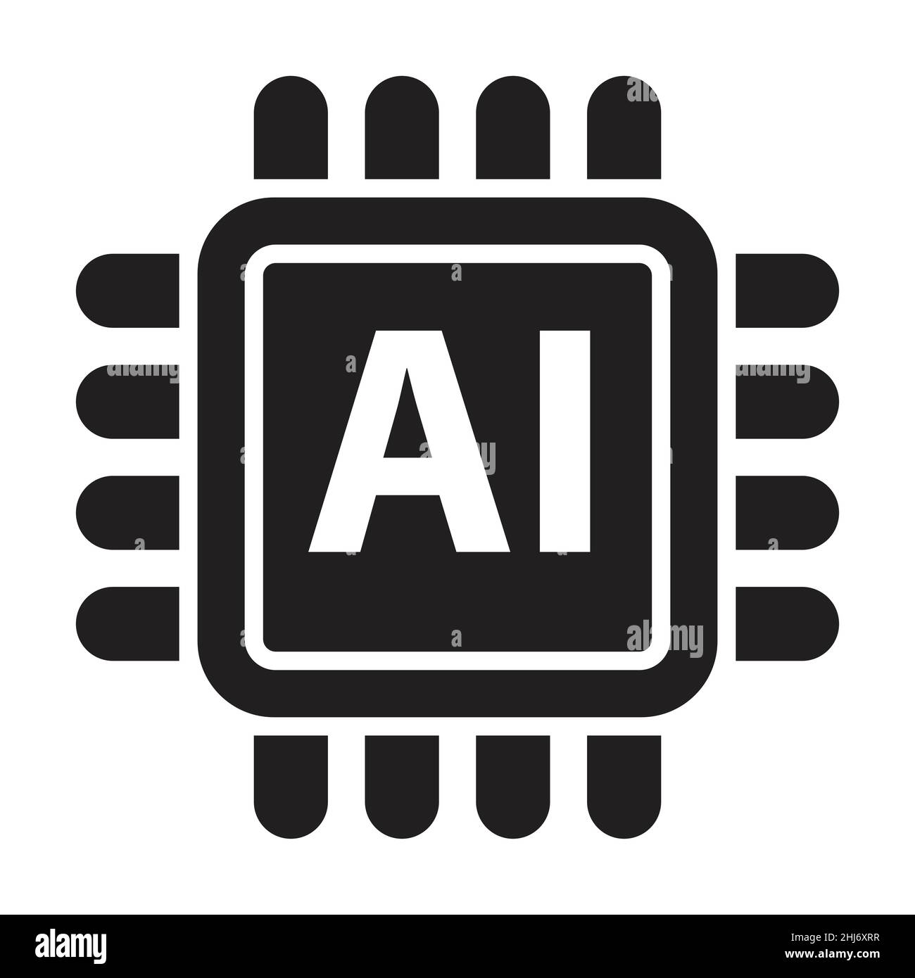 Artificial intelligence AI processor chip vector icon symbol for graphic design, logo, website ...