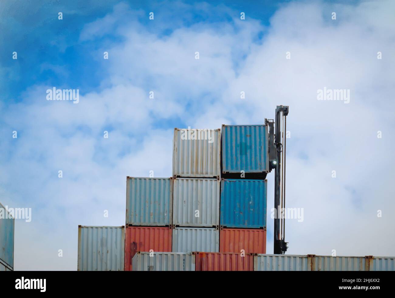 Container stacks in container yard view of transport and industry Stock ...