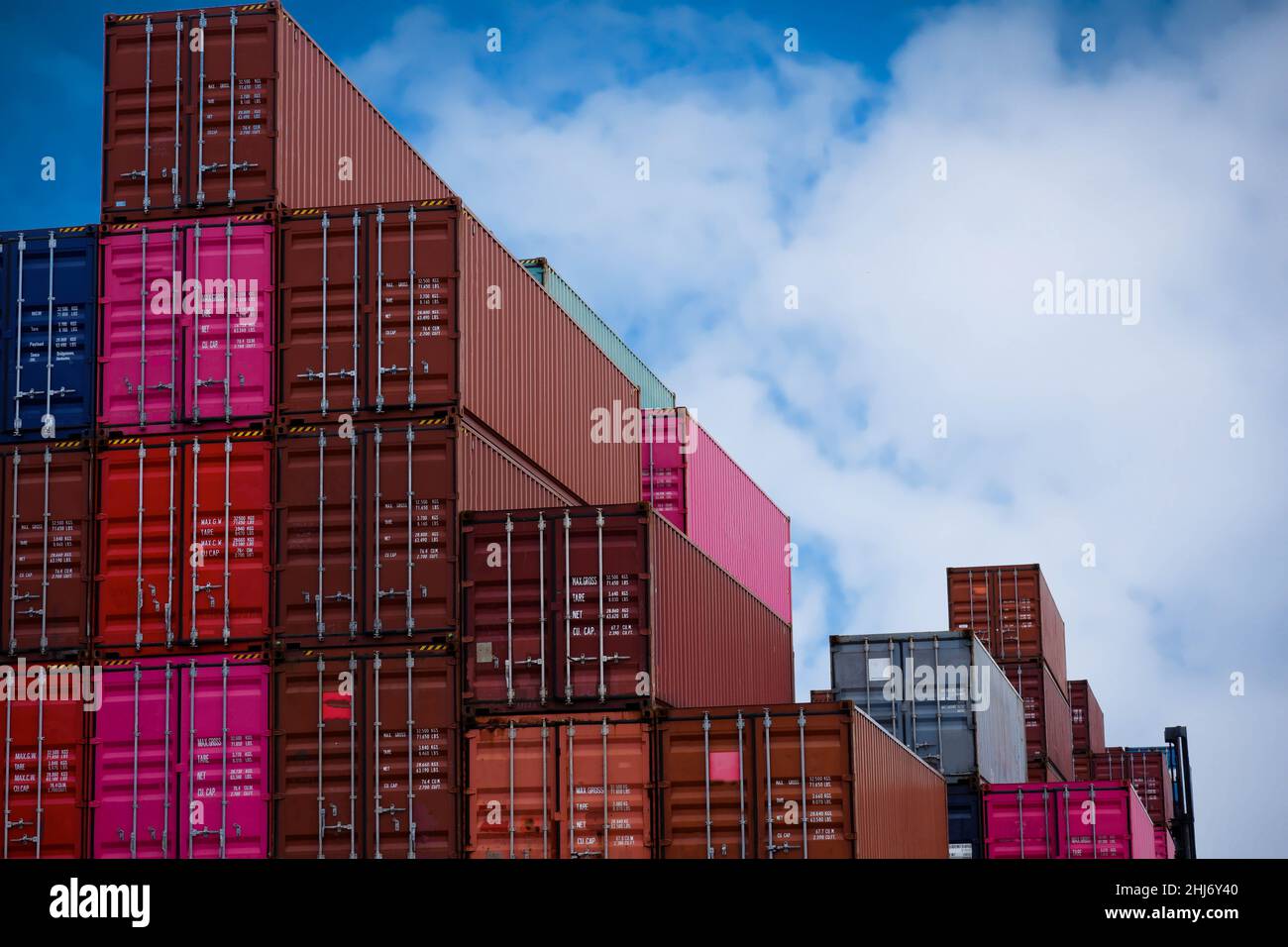 Containers are stacked in the container yard Stock Photo - Alamy