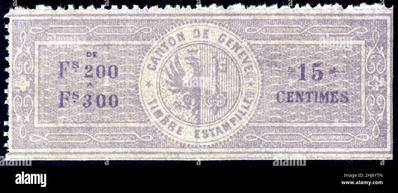 Switzerland Geneva 1887 revenue A4 15c - 47aF Stock Photo - Alamy