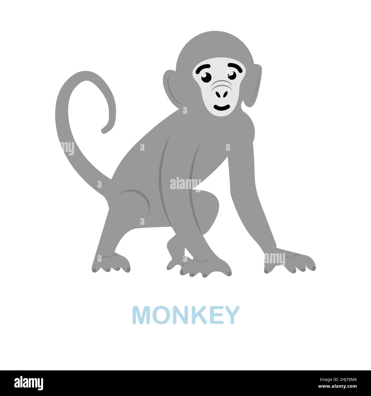 Monkey flat icon. Colored element sign from wild animals collection ...