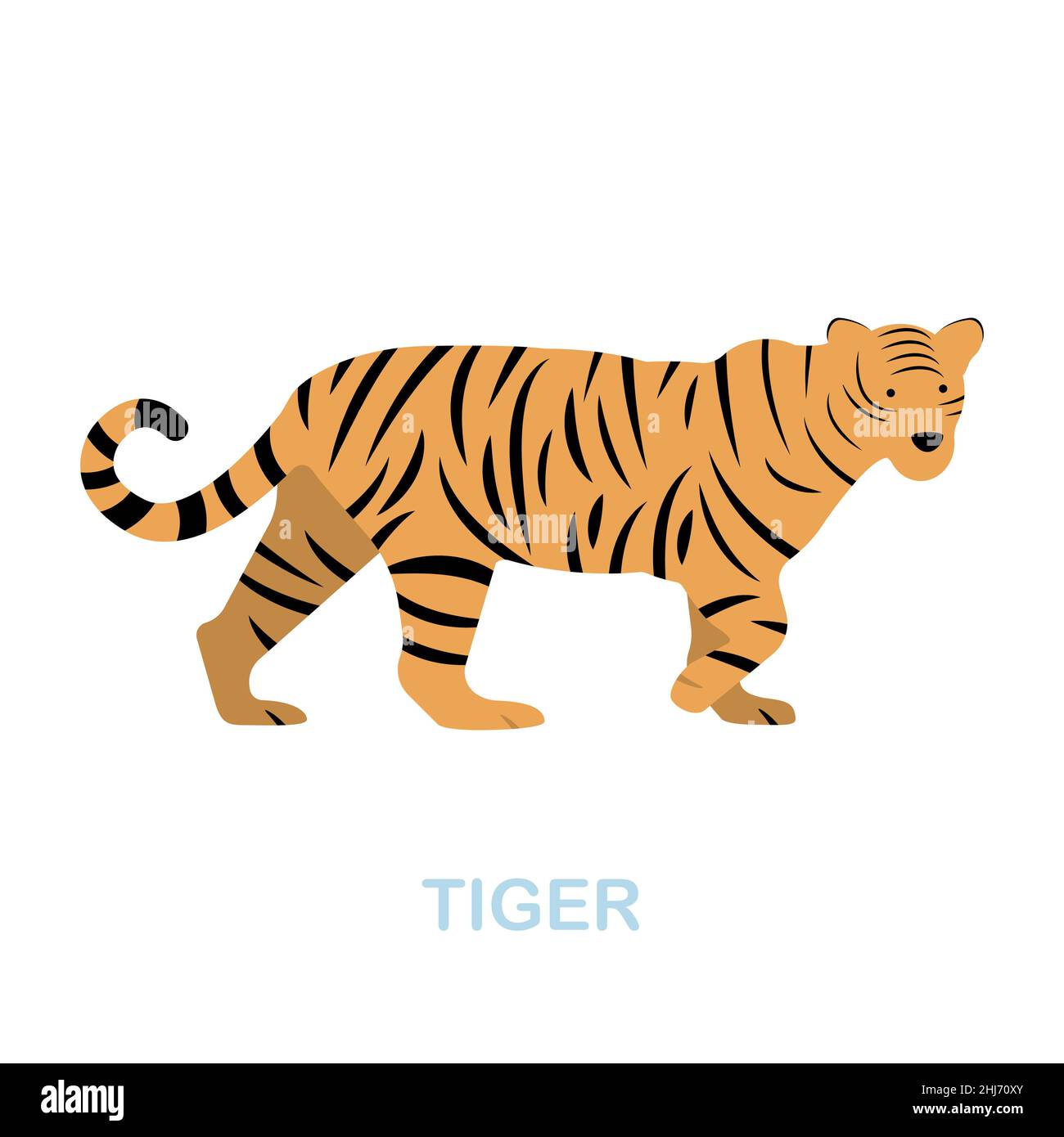 Tiger flat icon. Colored element sign from wild animals collection ...