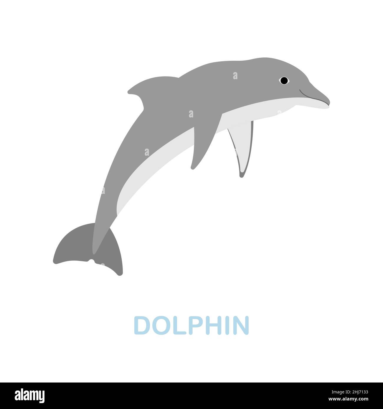 Dolphin flat icon. Colored element sign from wild animals collection ...