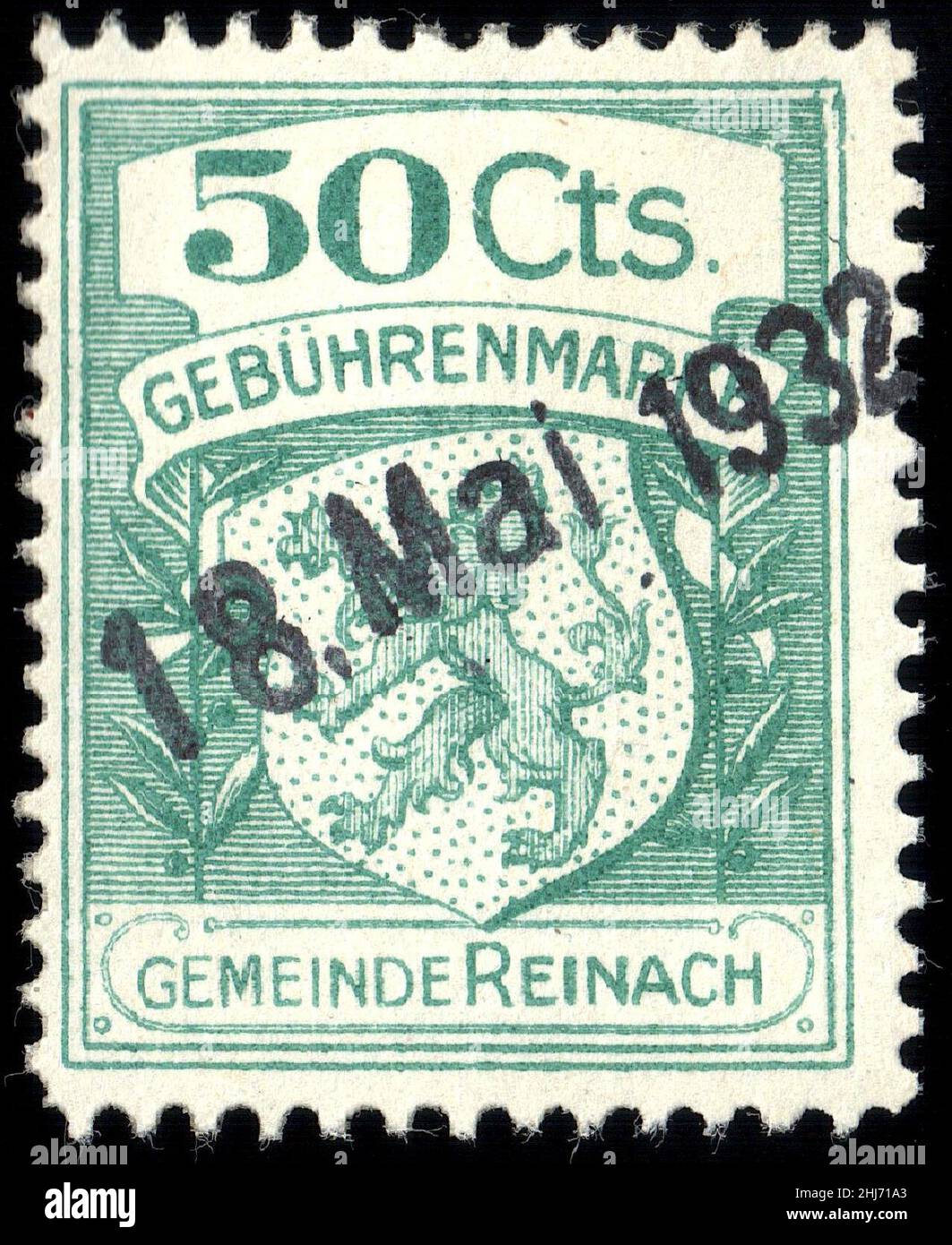Switzerland Reinach AG 1925 revenue 50c - 4 Stock Photo - Alamy