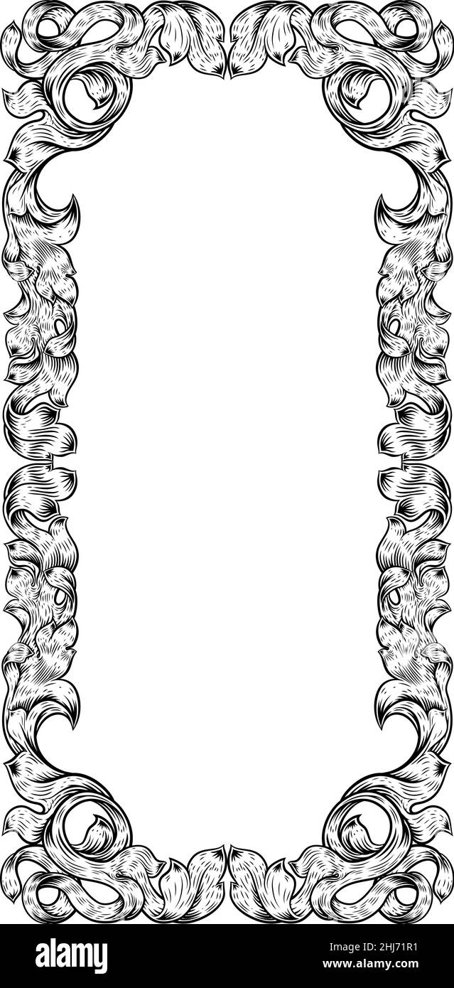 Filigree Heraldry Leaf Pattern Floral Border Frame Stock Vector Image ...