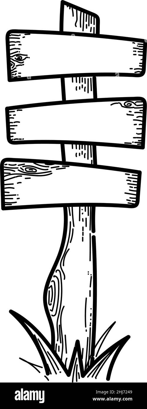 Road sign for hiking trails. Hand-drawn doodle-style element. Local ...