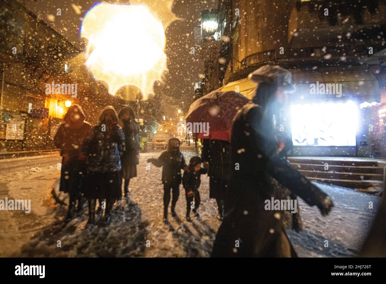Snow in the Jewish orthodox neighborhood of Mea She'arim. Jerusalem ...
