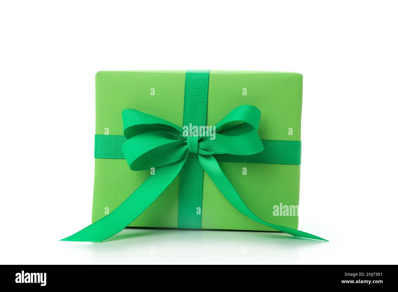 Green gift box isolated on white background Stock Photo - Alamy