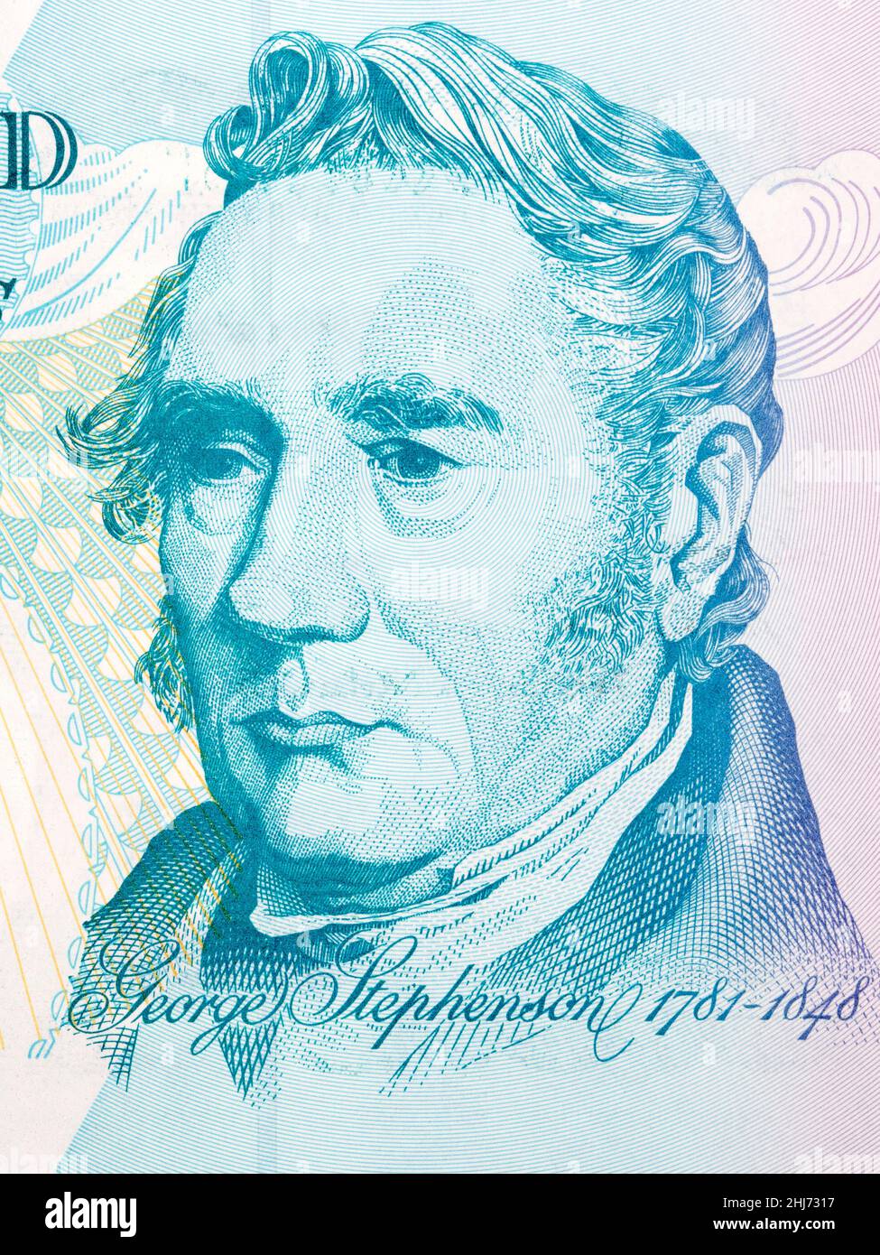 George Stephenson a portrait from old English money - pounds Stock ...