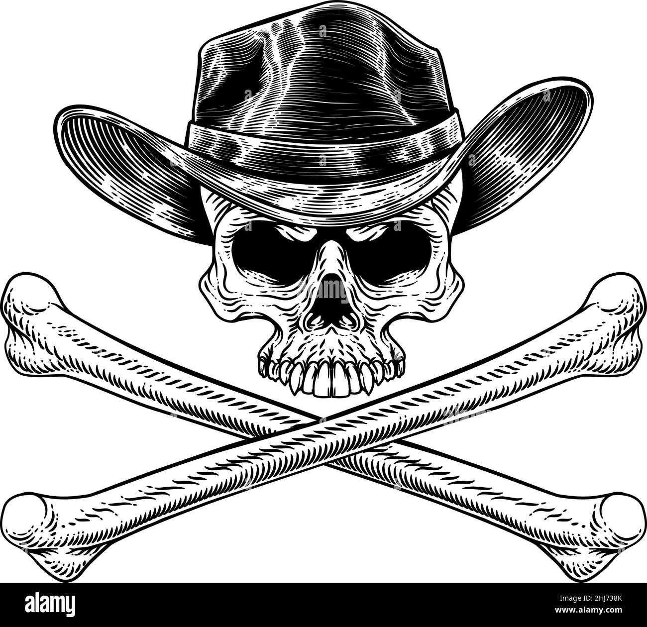 Cowboy Hat Western Skull Pirate Cross Bones Stock Vector Image & Art ...
