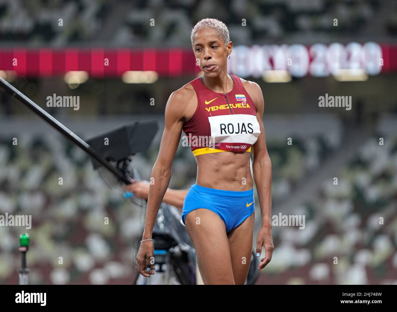 Yulimar Rojas competing in the Triple Jump at the 2020 Tokyo Olympics ...