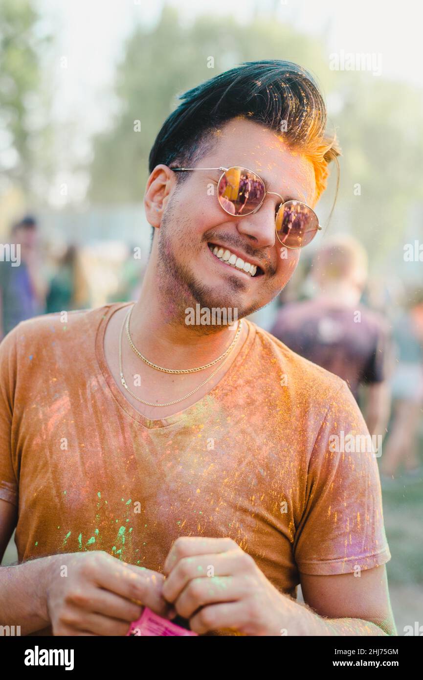Indian man holi festival enjoy hi-res stock photography and images - Alamy
