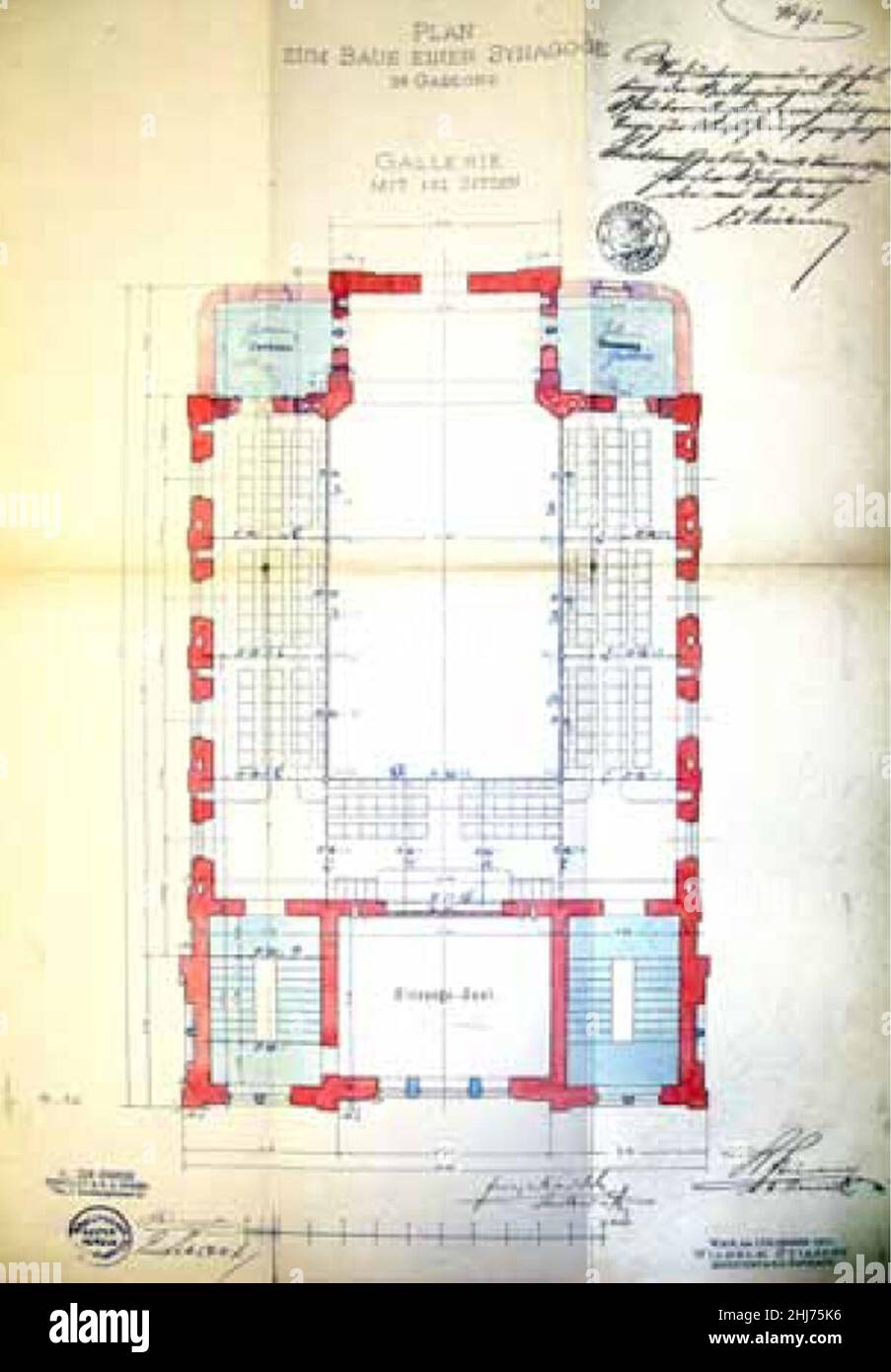 Synagogue of Gablonz - architect drawing 4 Stock Photo - Alamy