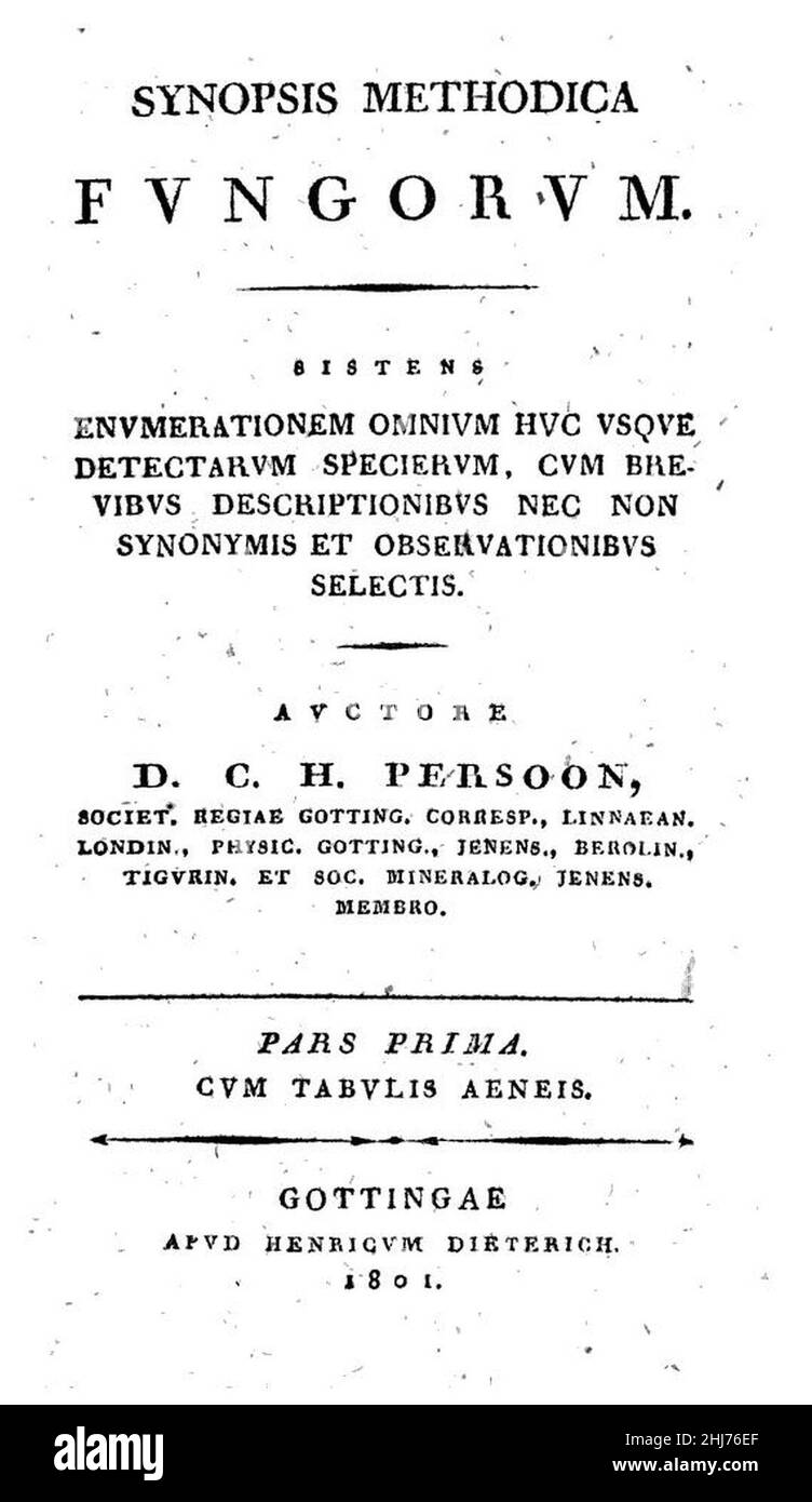 Synopsis methodica fungorum title page Stock Photo - Alamy