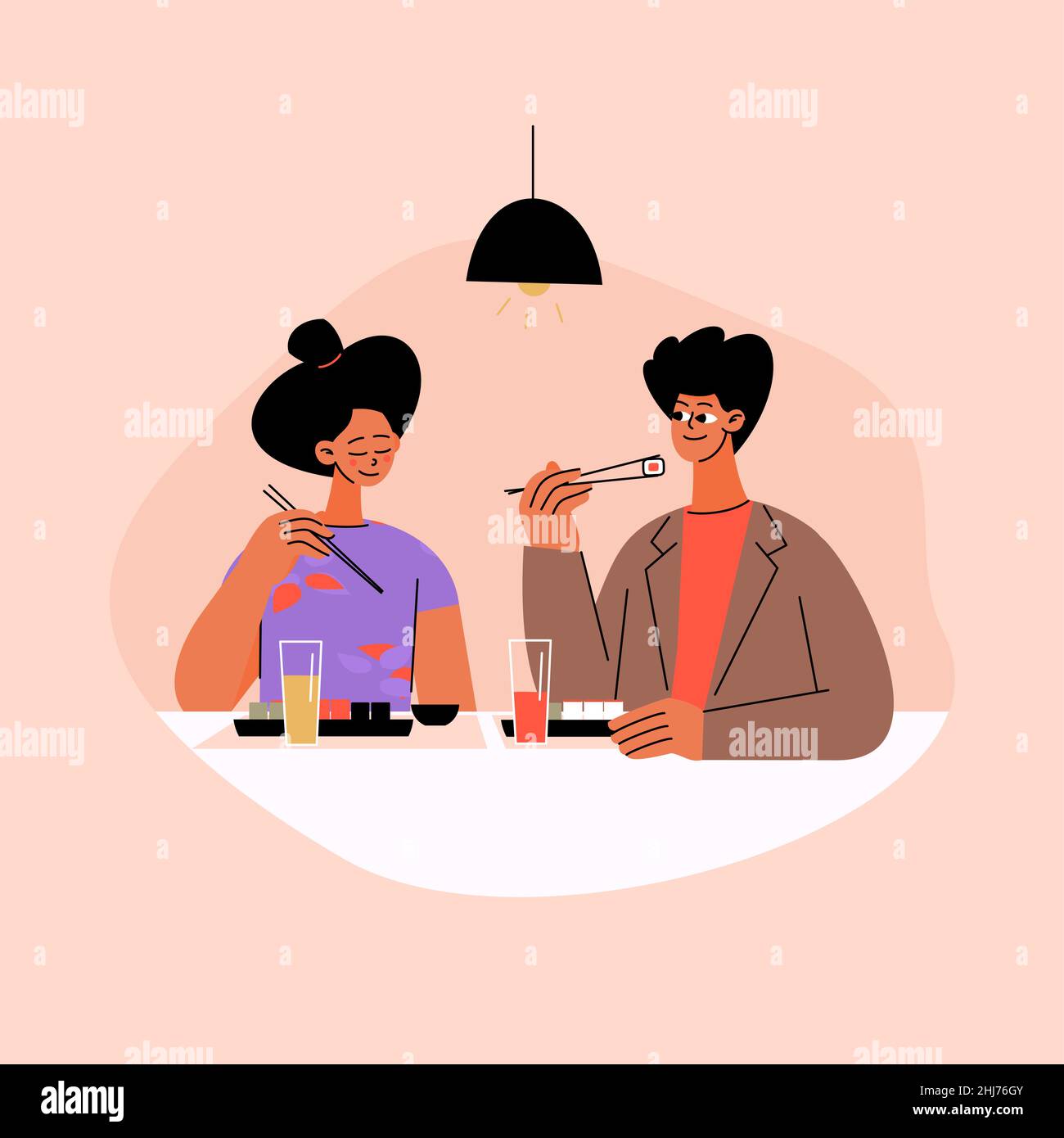 Fun family healthy eating Stock Vector Images - Alamy