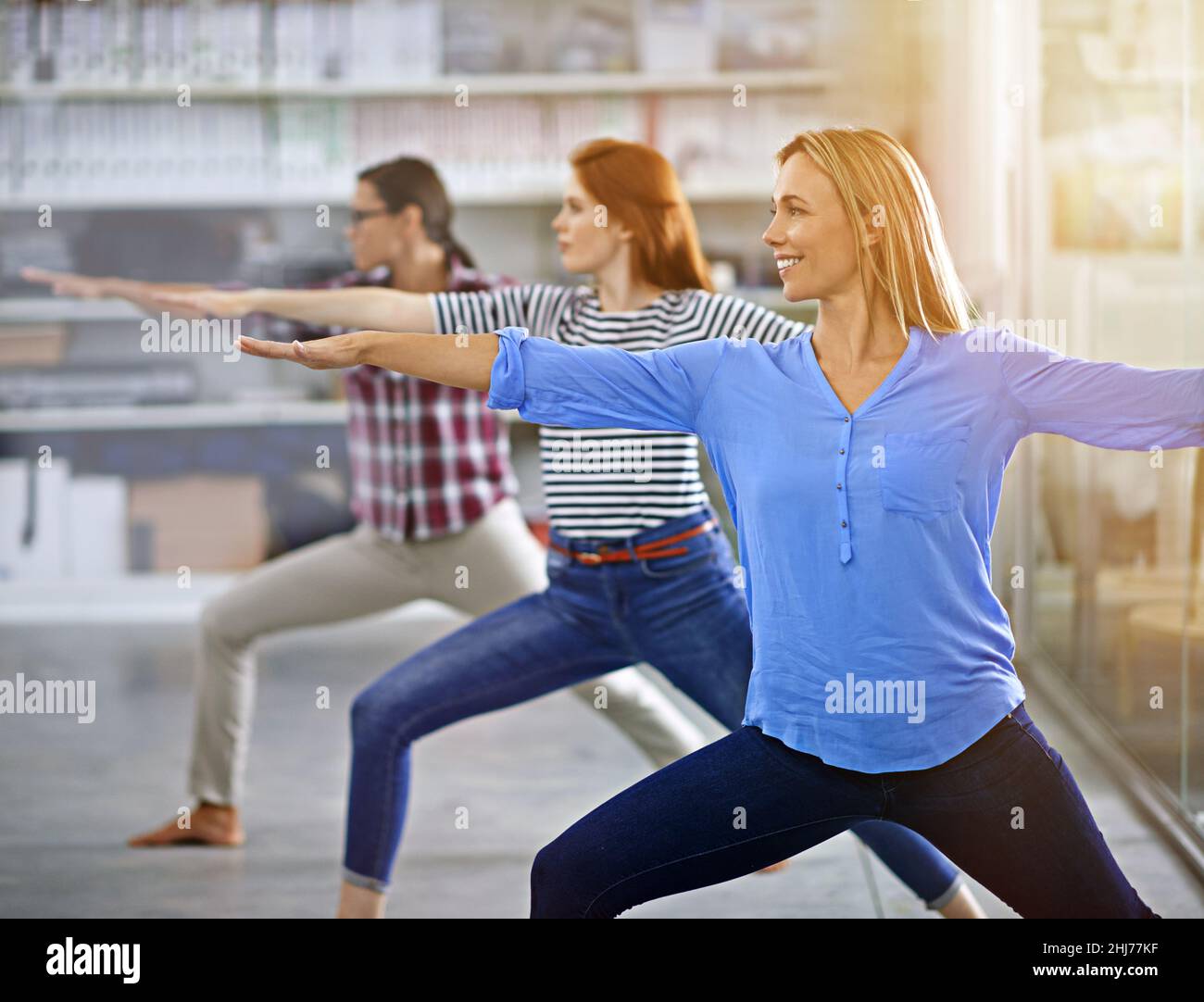 Just a little yoga to keep the mind fresh Stock Photo - Alamy