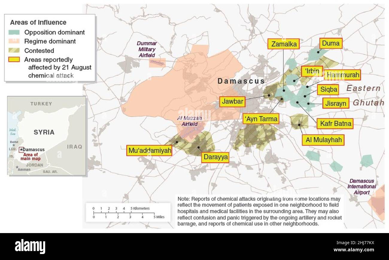 Syria - Damascus Areas of Influence and Areas Reportedly Affected by 21 ...