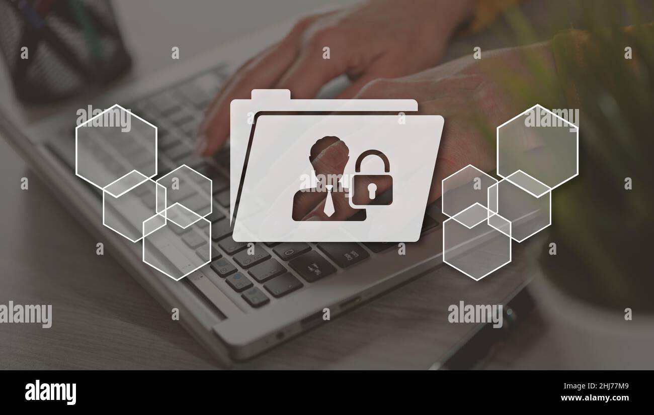 Personal data security concept illustrated by a picture on background ...
