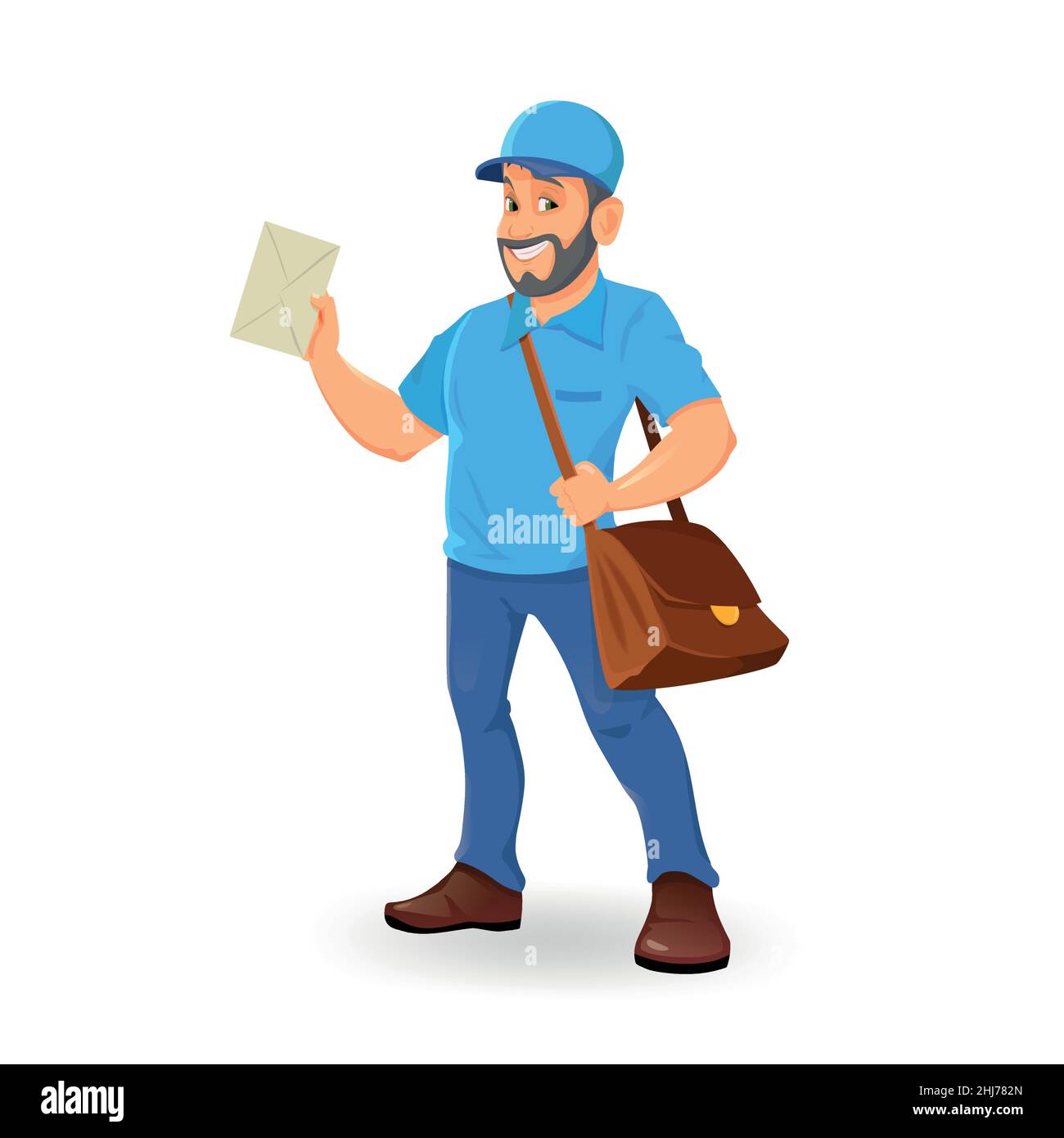 Cartoon postman holding mail and bag Stock Vector Image & Art - Alamy