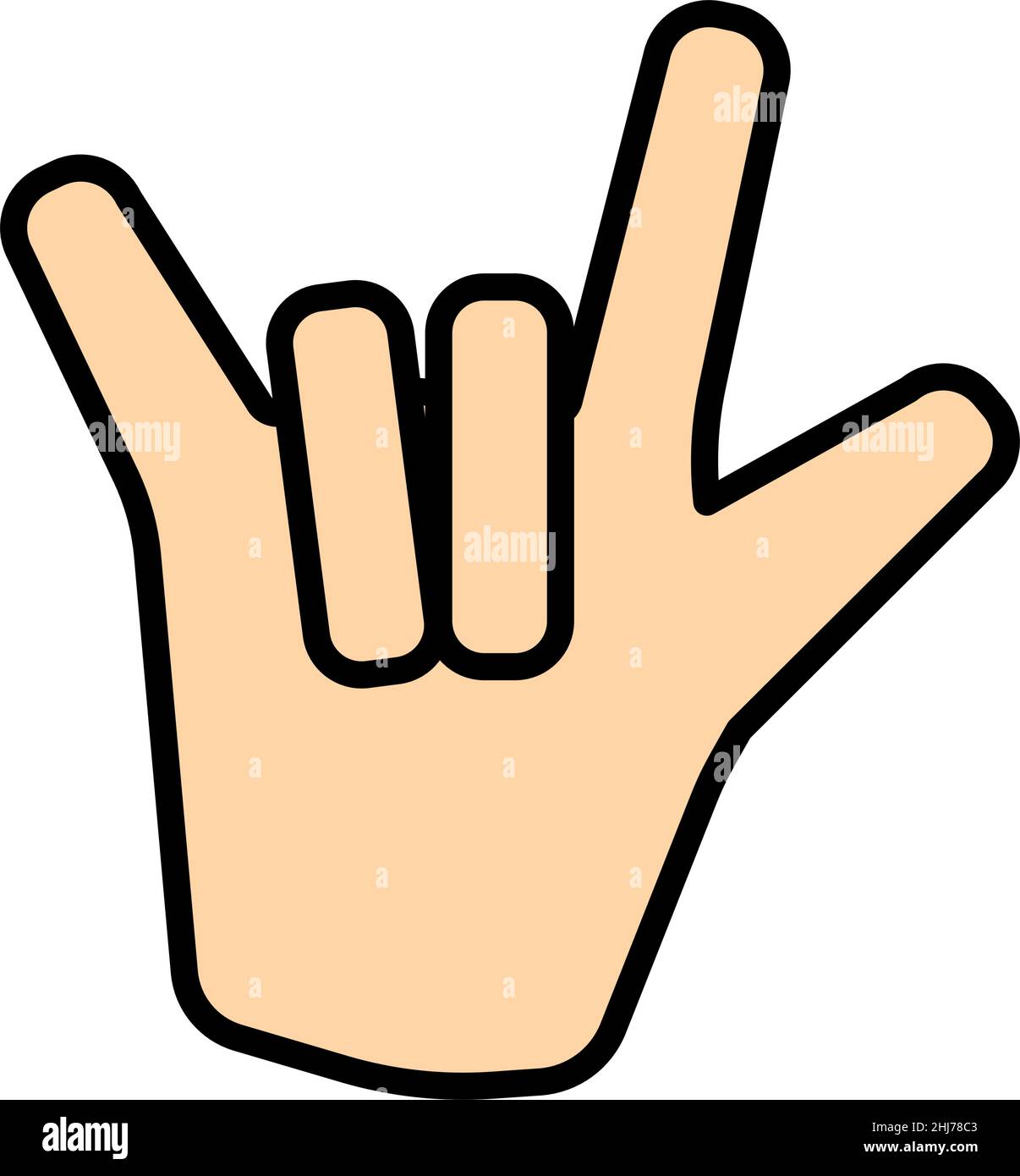 Rock Hand Icon. Editable Bold Outline With Color Fill Design. Vector ...