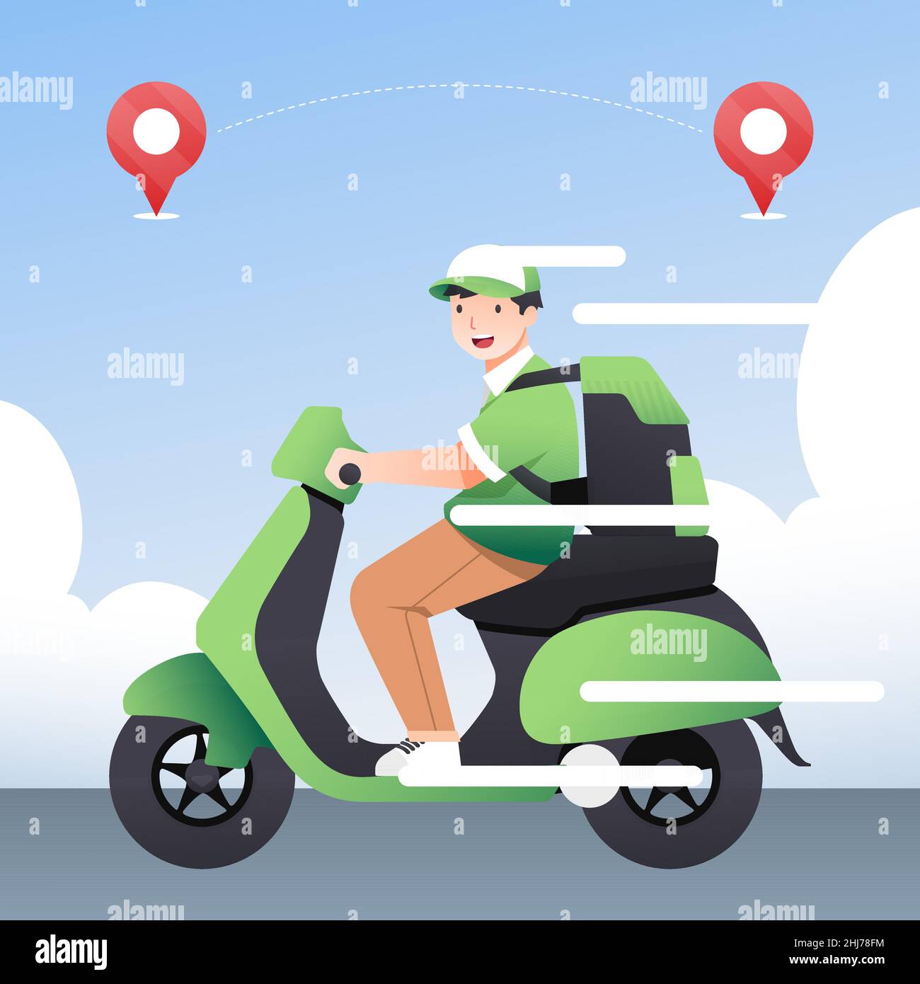 Food delivery bike 3d Stock Vector Images - Alamy