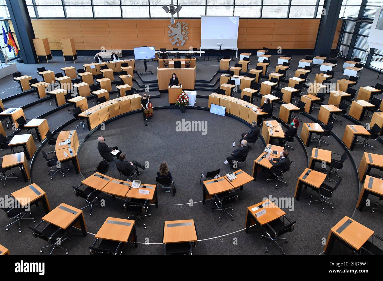 Erfurt, Germany. 27th Jan, 2022. The Thuringian state parliament and ...