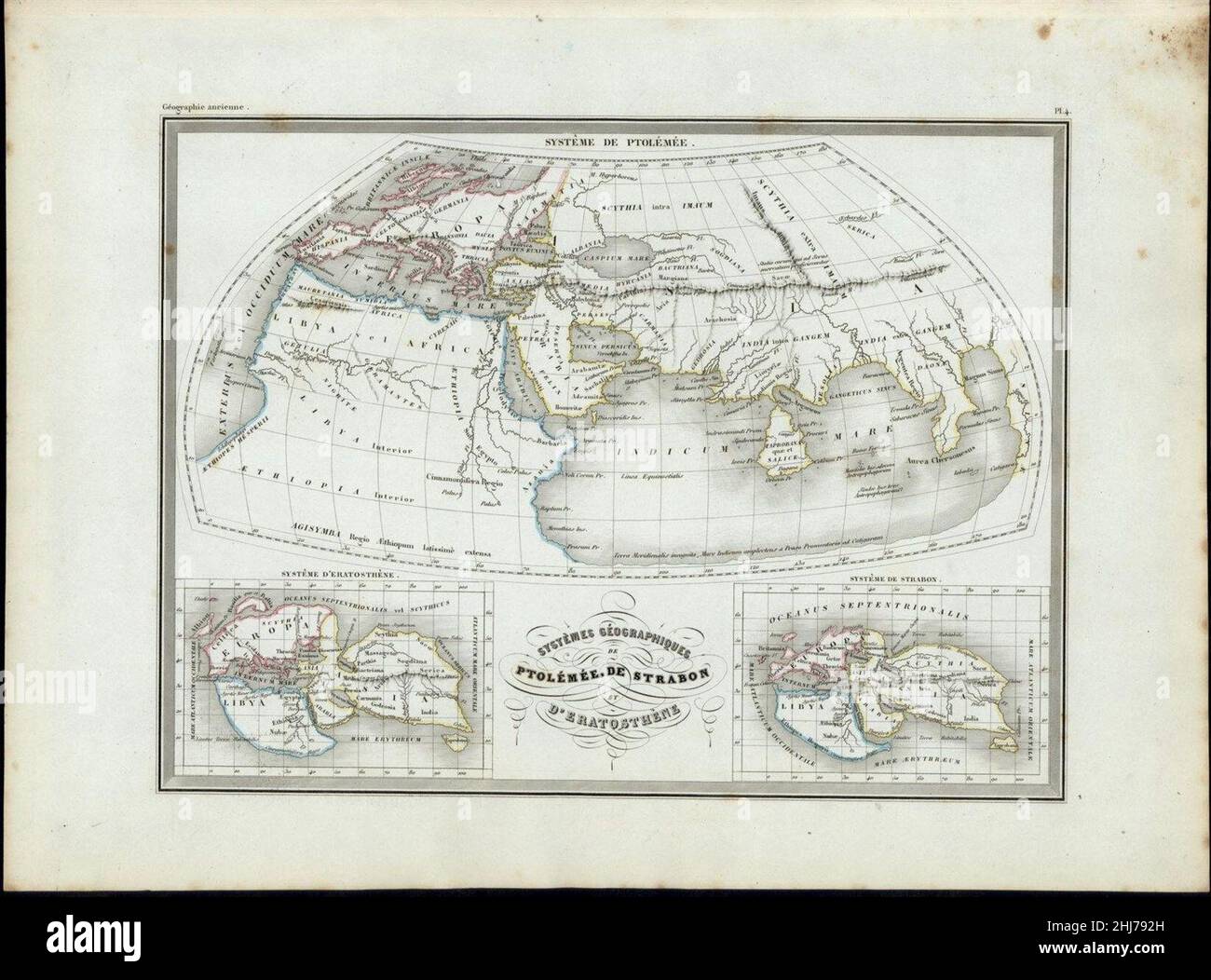 Systemes Geographique de Ptolemee, de Strabon, et d'Eratosthene Stock ...