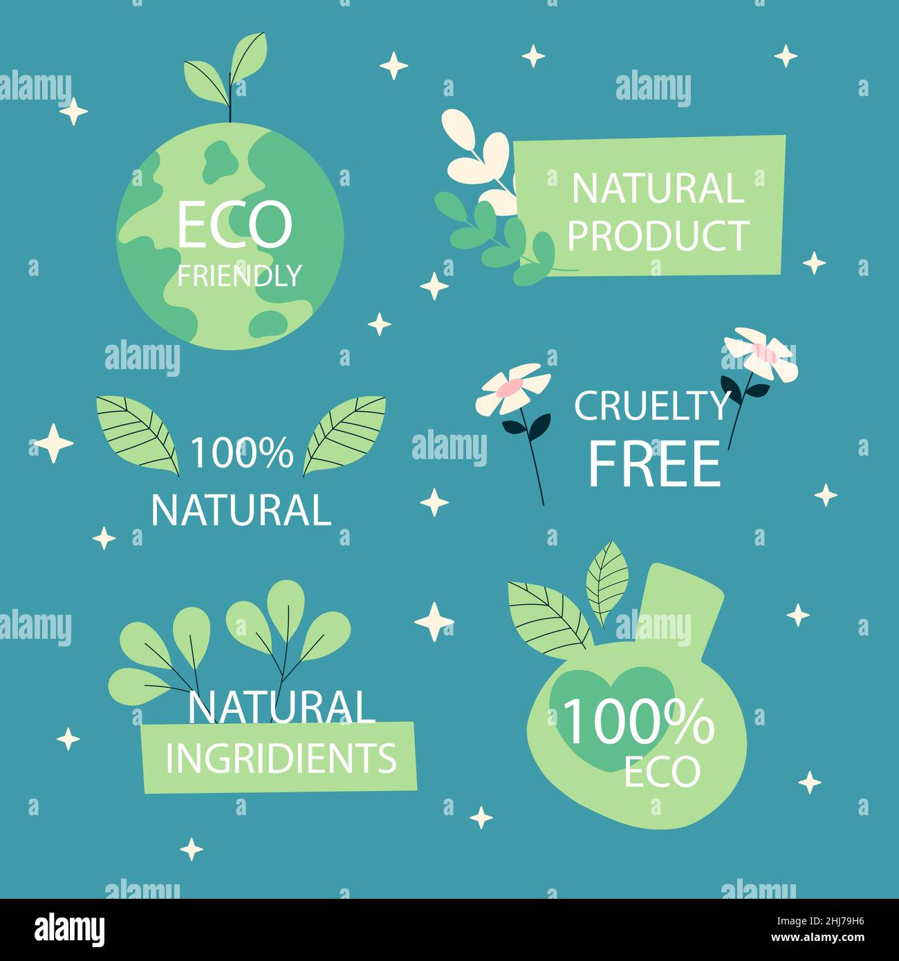 Hand drawn eco friendly label set Vector illustration Stock Vector ...