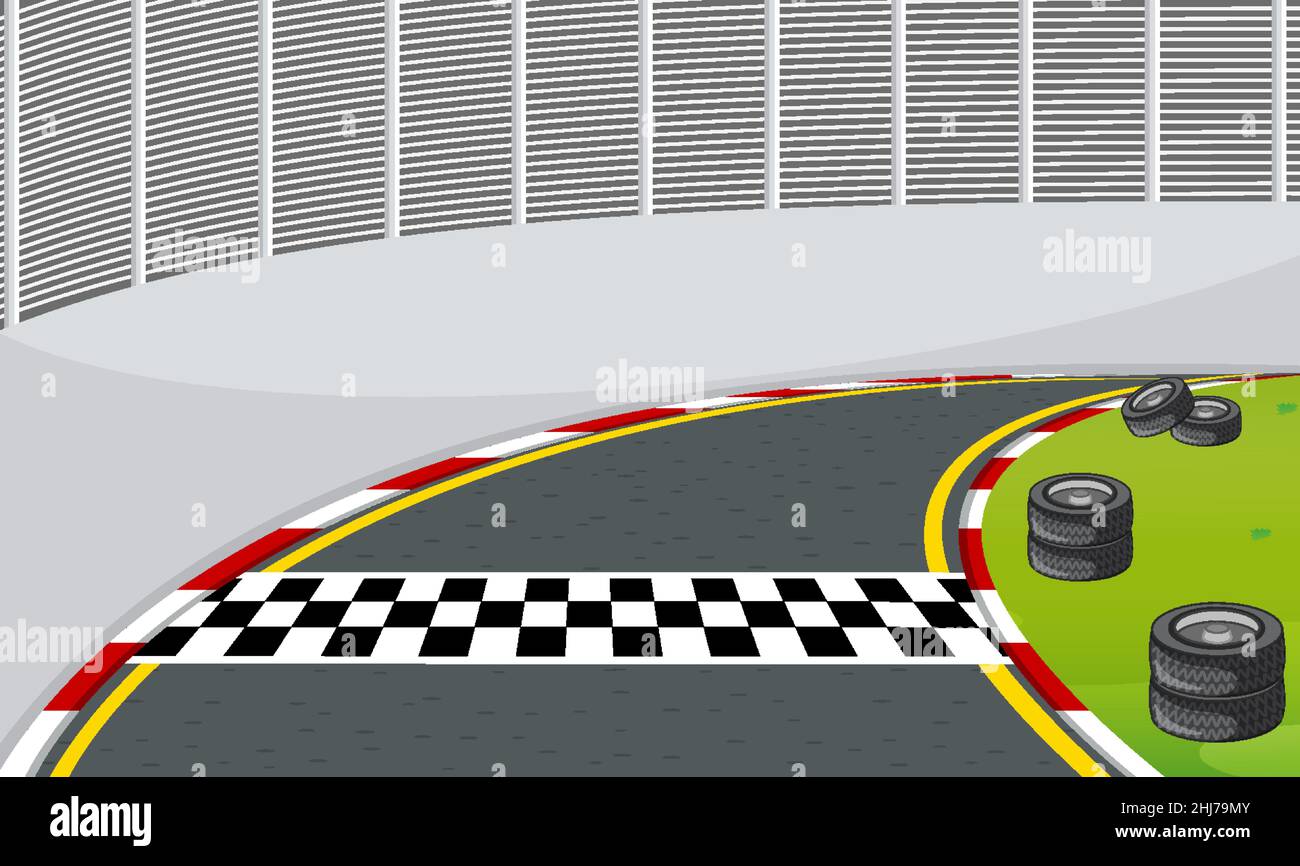 Race track with start or finish line illustration Stock Vector Image ...