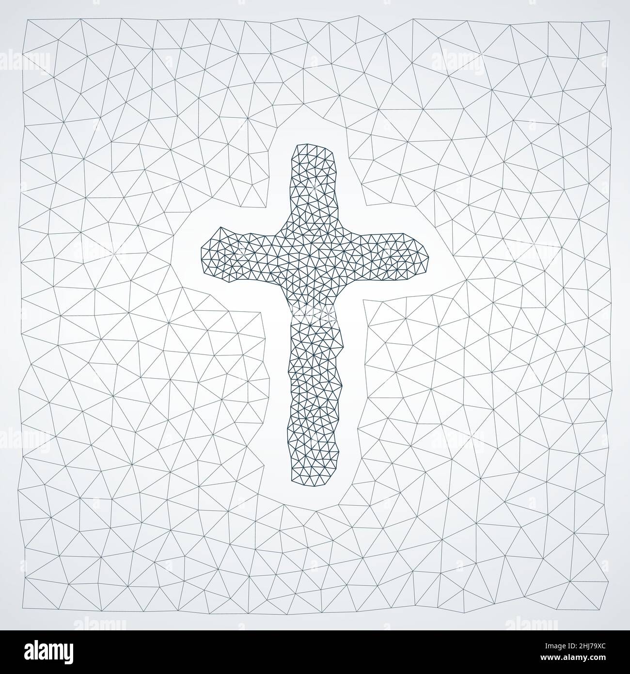 Web Christian cross abstract mesh line. triangles or broken a part ...