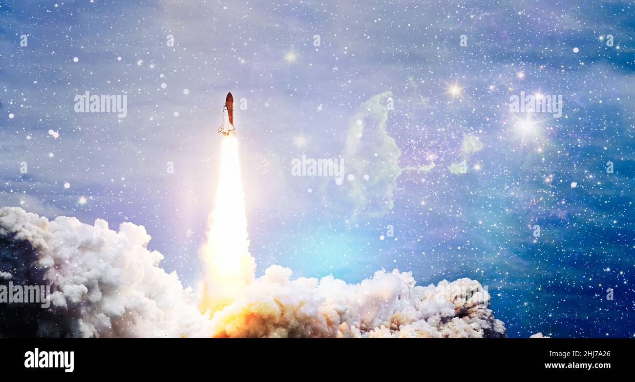 Space shuttle launch star background. Spaceship sci-fi element ...