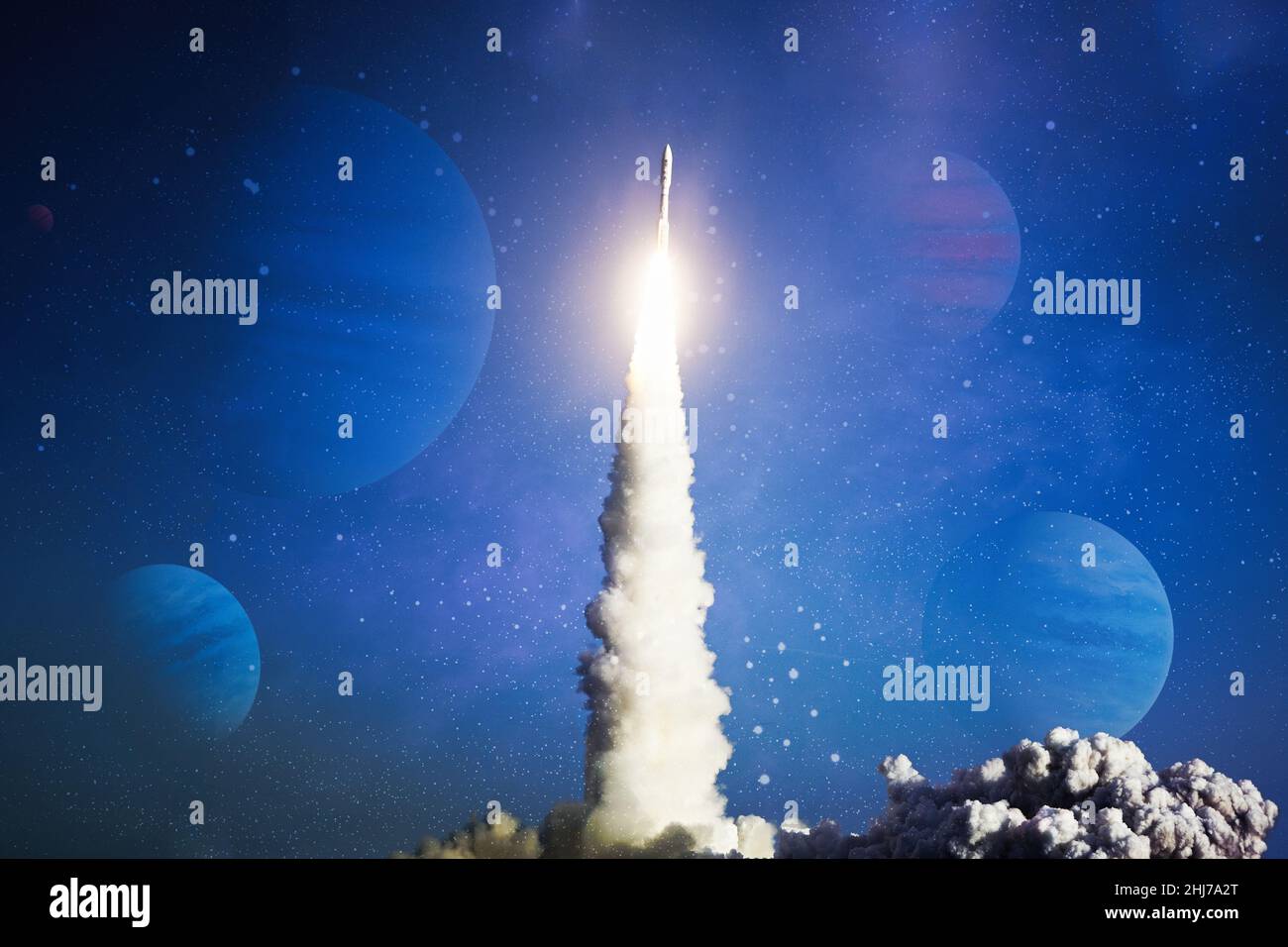 Space shuttle launch star background. Spaceship sci-fi element ...