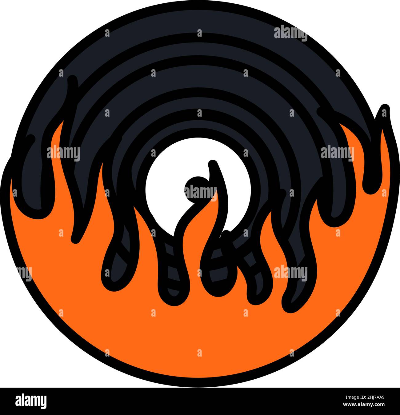 Flame Vinyl Icon. Editable Bold Outline With Color Fill Design. Vector ...
