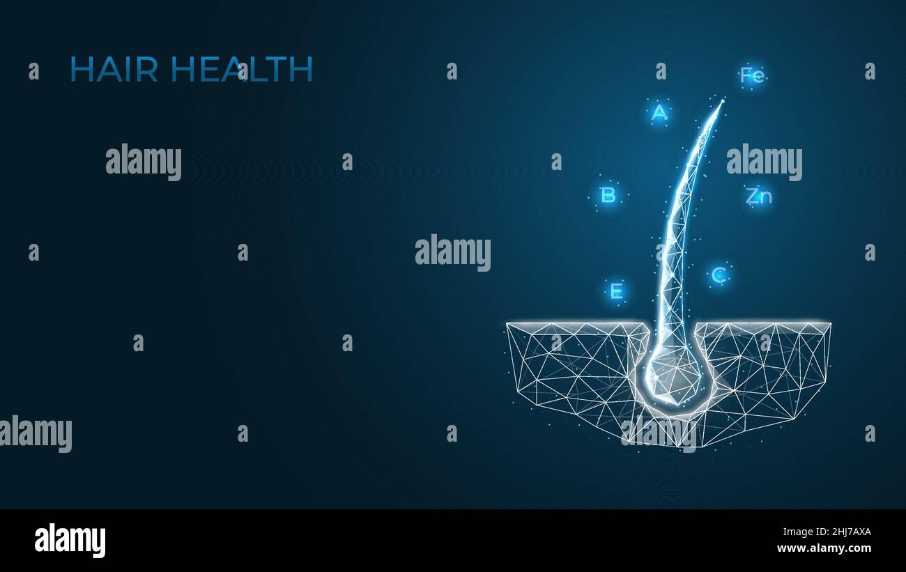 Vitamins for hair, care and nutrition. Concept for shampoos, serums and ...