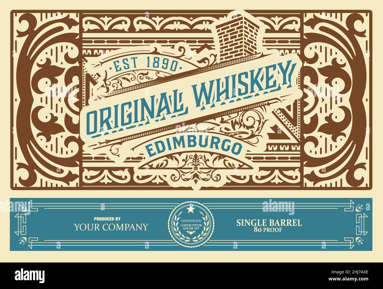 Whiskey label with old frames Stock Vector Image & Art - Alamy