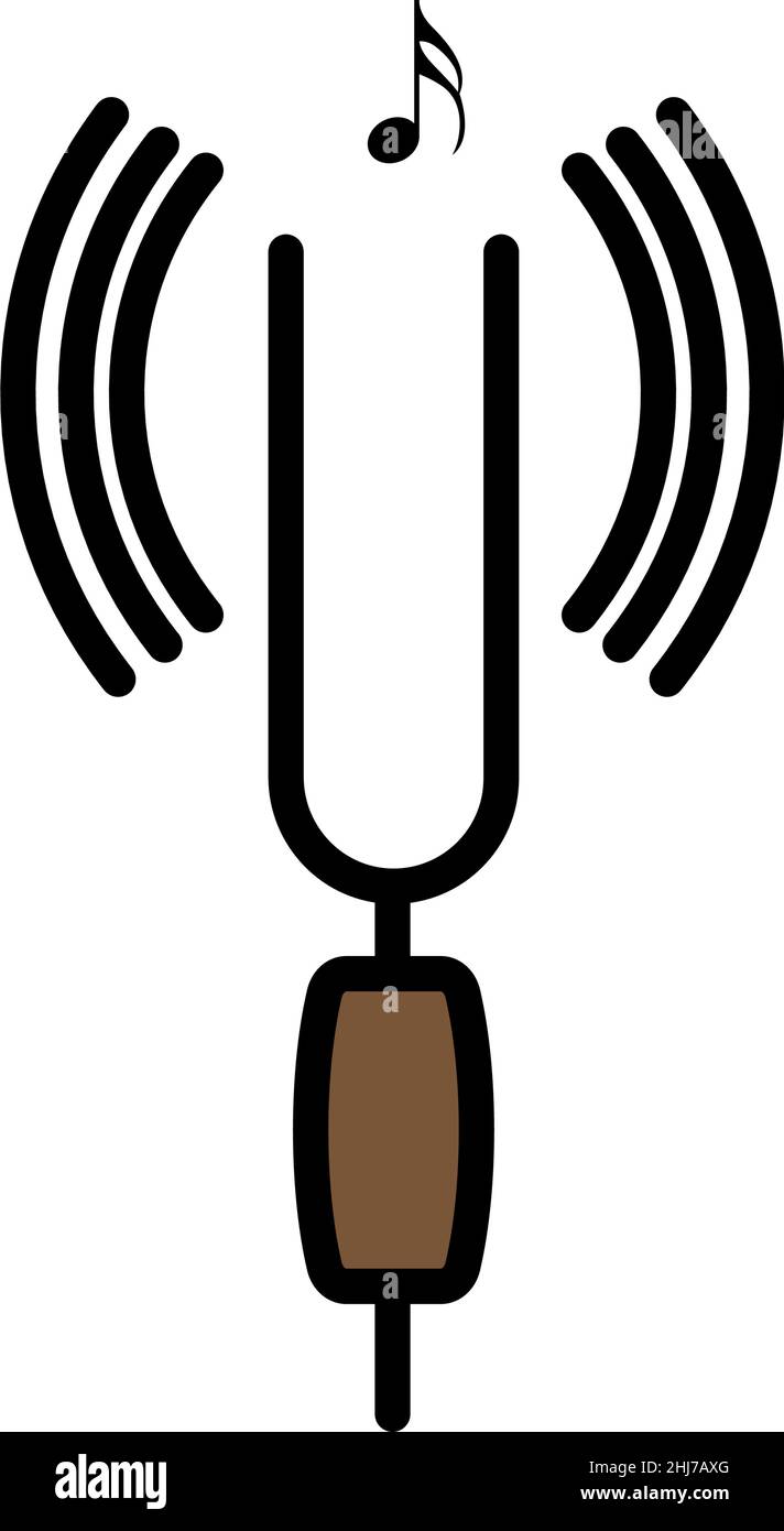 Tuning Fork Icon. Editable Bold Outline With Color Fill Design. Vector ...