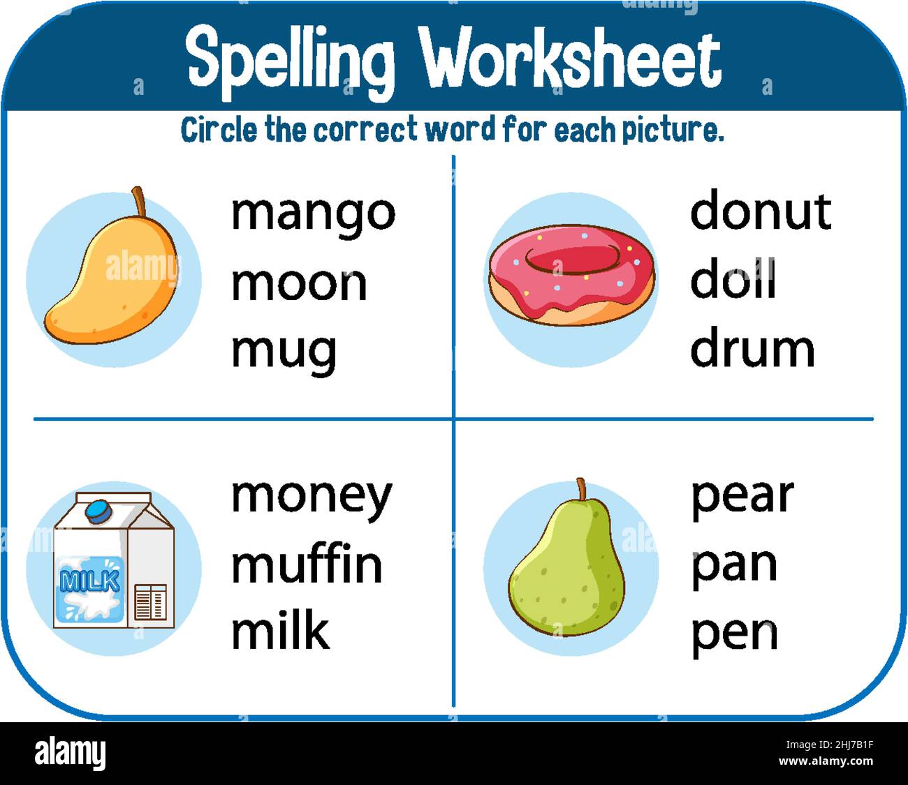 Spelling worksheet template for kids illustration Stock Vector Image ...