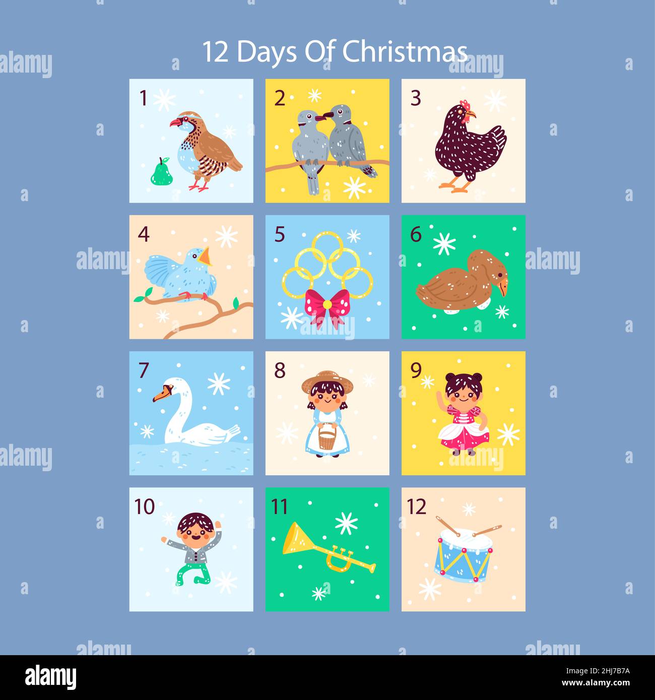 Flat 12 days of christmas illustration Vector illustration Stock Vector ...
