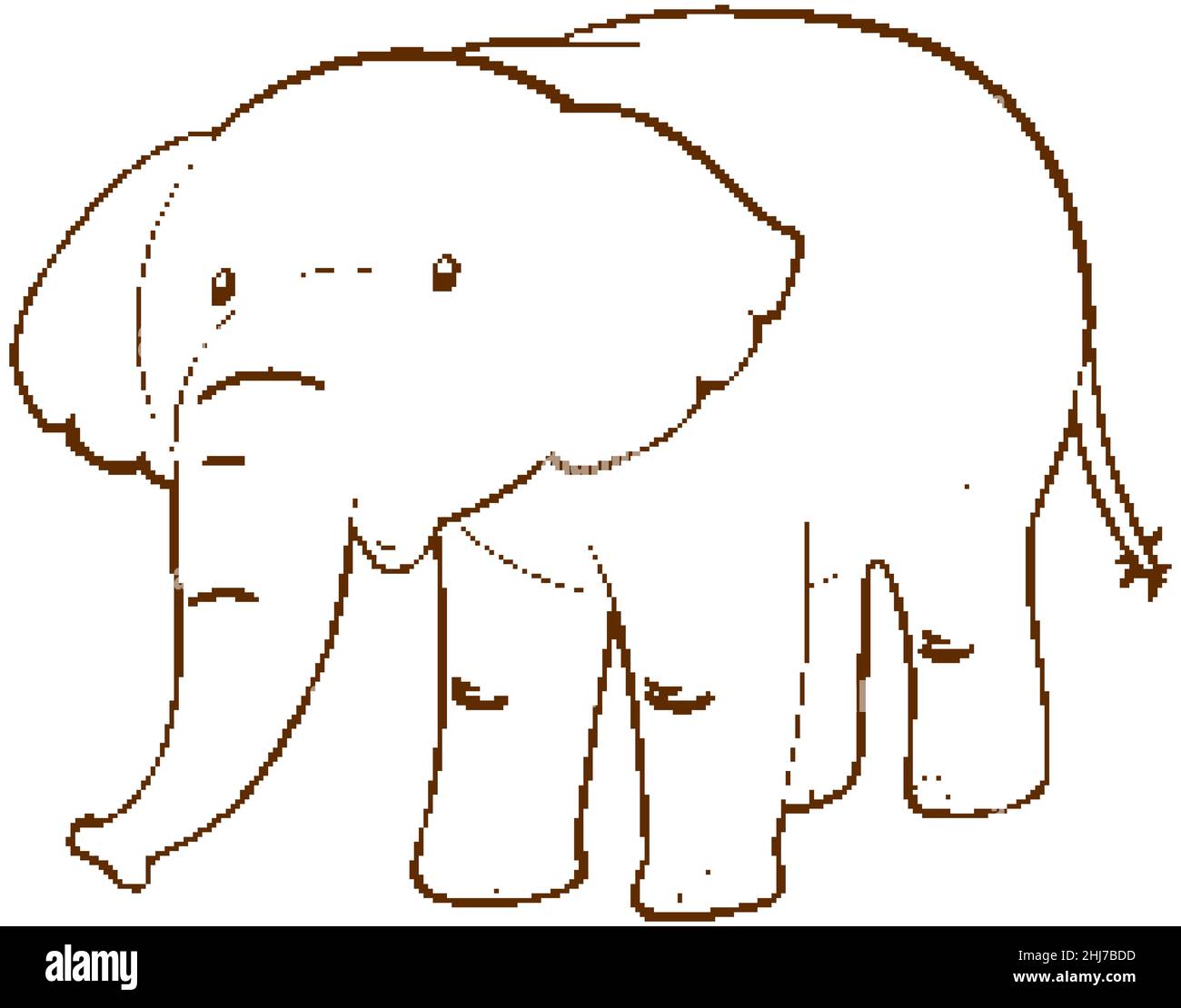 Elephant in doodle simple style on white background illustration Stock ...