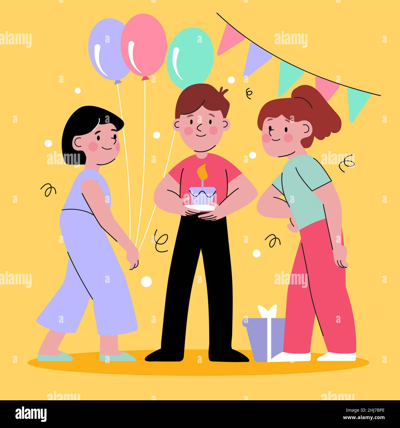 Flat design happy birthday poster design Vector illustration Stock ...