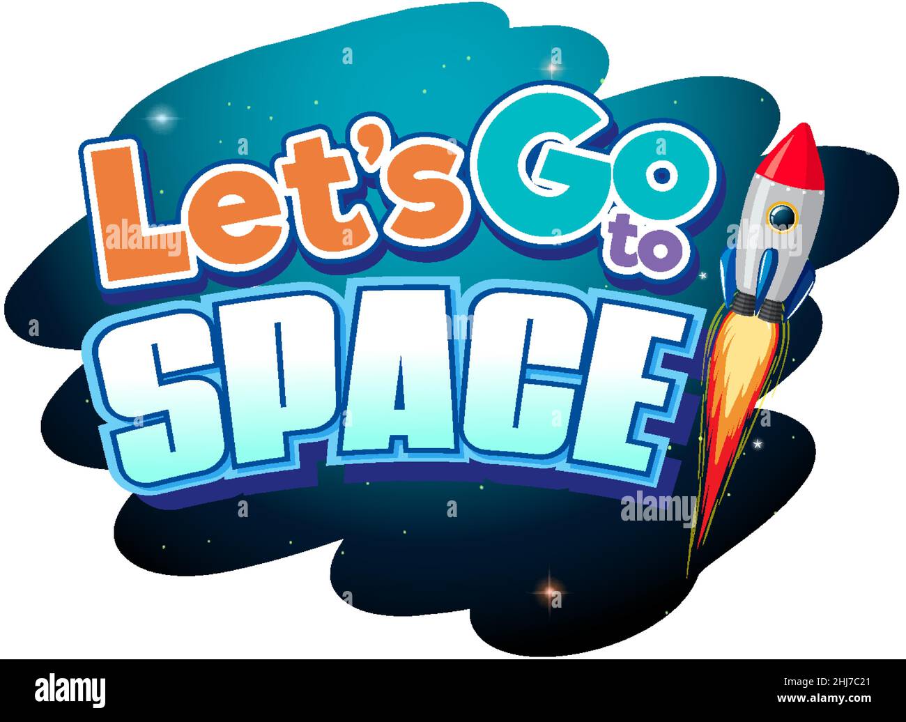 Let's go to space word design with spaceship illustration Stock Vector ...