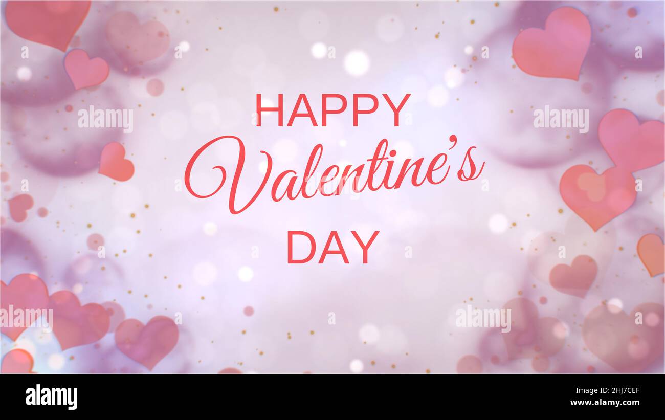 Happy Valentine's day greeting with abstract background. Bokeh and ...