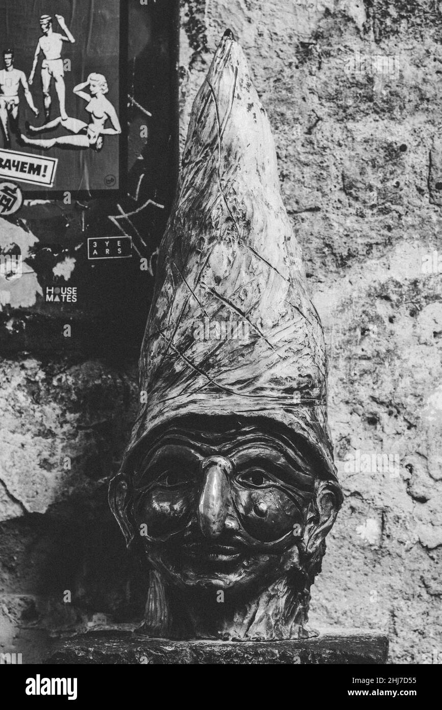 Vertical shot of Pulcinella, a classical character in Neapolitan ...